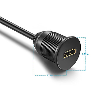 ICESPRING HDMI Panel Flush Mount Cable - 1 Meter 3ft HDMI Extension Dash Flush Panel Mount Cable for Car, Boat and Motorcycle