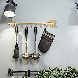 Urban Deco Wall Mounted Arrow Shaped Jewelry Organizer Key Holders– 7 Hooks Metal Necklace Hanging Holder for Girls and Women (Black)