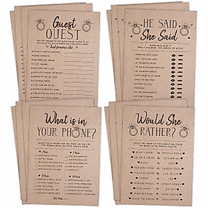 Your Main Event Prints Bridal Shower Games, Fun Activities, Kraft Minimalist Style - Guest Quest, He Said She Said, What's in Your Phone and Would She Rather
