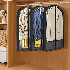 Kntiwiwo 40" Suit Bags for Closet Storage, 4" Gusseted Clear Garment Bags for Hanging Clothes with Zipper, Clothes Storage Bags for Coats,Jackets,Shirts and Dresses(4 Pack)