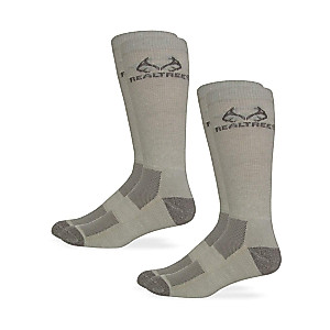 REALTREE Men's Standard Ultra-Dri Casual Crew Socks 2 Pack, Khaki, Large