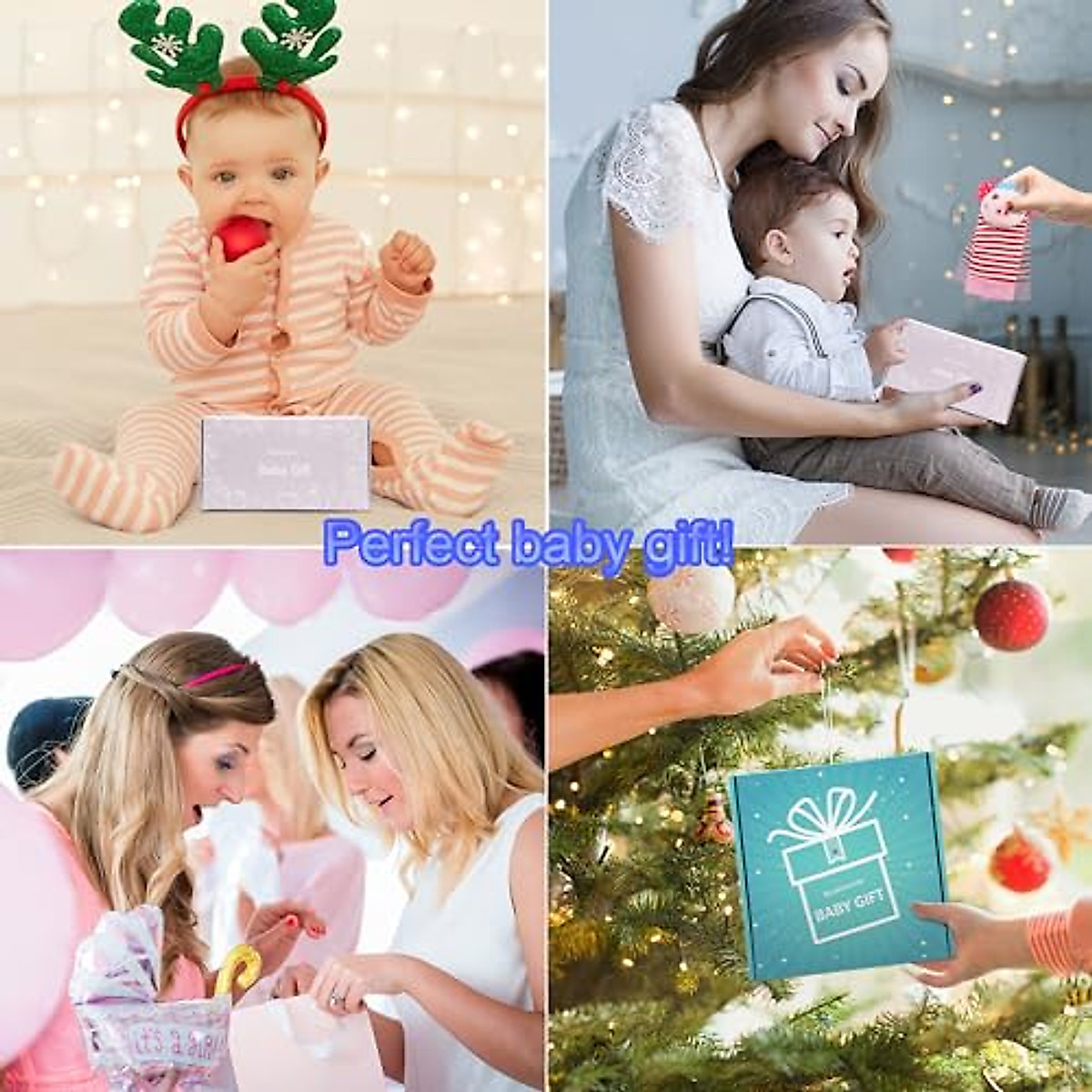 BLOOBLOOMAX Baby Infant Rattle Socks Toys, Sock rattles for Babies 0-24 Months Baby Animal Foot Finder Learning Toy (Cotton B)