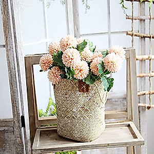 HANABASS Hanging Planters Hanging Flower Pot Multifunction Handmade Seagrass Braided Basket Flower Pot Desktop Storage Box Woven Laundry Basket(White Big) Hanging Indoor Planters Indoor Planter