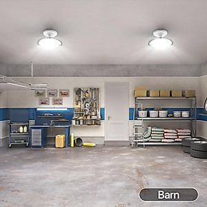 HYPERLITE LED Garage Lights 60W, 9000LM Adjustable LED Garage Ceiling Lights, 3 Panel LED Attic Light Compatible for E26 Socket for Workshop Garage Warehouse Attic Pole Barn Gym-2pack