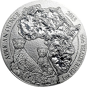 2013 RW African Ounce CHEETAH 1 Oz Silver Wildlife Coin in Mint Sealed Packaging - Rwanda 50 Francs BU