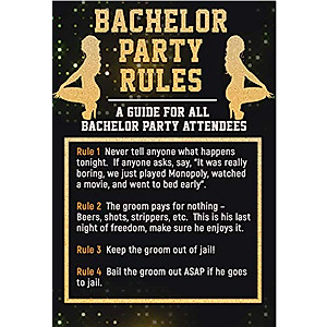 BroSash Funny Bachelor Party Decorations (Gold Bachelor Banner, Bachelor Sash, 16 Funny Party Balloons, and 8 Bachelor Party Rules Cards) 26 Piece Set, Bachelorette Party Supplies Gifts