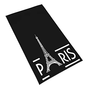 QICENIT Stylish Romantic France Paris with Eiffel Hand Towel Black Super Soft Plush Highly Absorbent for Bathroom 15.7x27.5In
