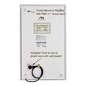 Hamilton Hills 16x26 inch White Lighting Medicine Cabinet with Mirror | Backlit Medicine Cabinet Organizer with 4 Glass Shelves | Farmhouse Wall Mounted Hanging Rectangular Bathroom Cabinet