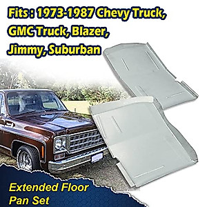 CHEDA Extended Front Floor Pans Compatible with 1973 197 Chevy GMC Truck Suburban Blazer Jimmy 2PCS Driver&Passenger Side (Silver)