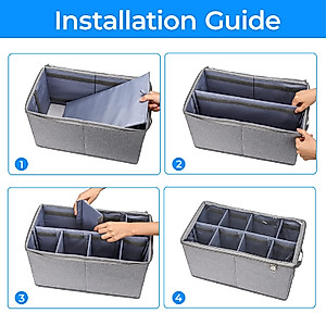 Puricon Water Bottle Storage Containers with Dividers, Drinkware Bottle Boxes Case with Lid for Kitchen Cabinet Cardboard Pantry Shelf -Grey