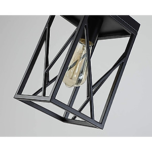 Modern Black Pendant Light with Metal Cage, One-Light Adjustable Rods Industrial Mini Pendant Lighting Fixture for Kitchen Island Cafe Bar Farmhouse, Black