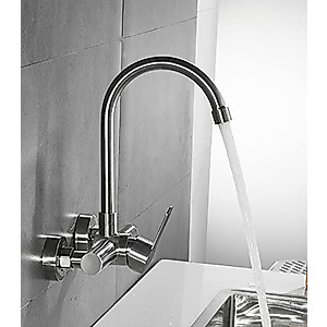 Kitchen Sink Faucet Brushed Nickel Wall Mount 360° Swivel Single Handle Restaurant Utility Sink Faucet in Wall Faucet Kitchen Bar Laundry Faucet Commercial