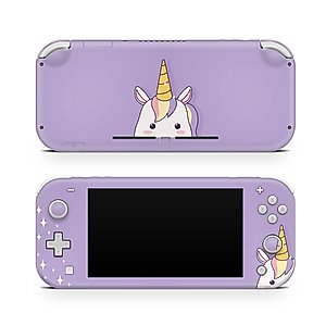 TACKY DESIGN Unicorn Skin Compatible with Nintendo Switch lite Skin, Kawaii Cute Purple Color Compatible with Switch lite Skin Vinyl 3m Stickers Full wrap Cover