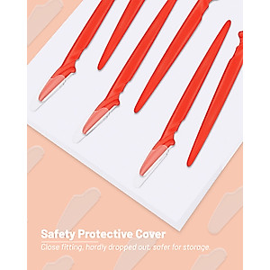 Eyebrow Razor for Women, 24 Pcs Dermaplaning Tool for Face Professional, Face Razor for Women Facial Hair Remover (Neon Orange)