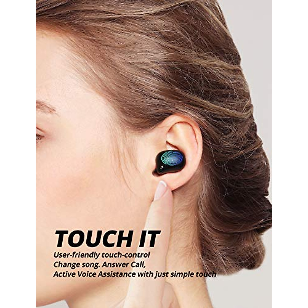 Bluedio Mini Wireless Earbuds in Ear Light-Weight Headsets Built-in Microphone Wireless Earbuds, T Elf 2 True Wireless Touch Earbuds in Ear Earphones with Charging Case for Cell Phone/Sports