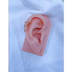 FANSING 16g Gold Plated Surgical Steel Cartilage Earrings Hoop 8mm Helix Piercing Jewelry with Double Chains 5/16" Cartilage Hoop 16 Gauge