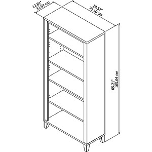 Bush Furniture Somerset Tall 5 Shelf Bookcase in Ash Gray