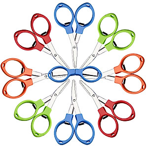 8Pcs Stainless Steel Scissors Folding Christmas Mini Scissor Anti Rust Portable Keychain Scissors Small Glasses Shaped Compact Shear Telescopic Cutter for Travel School Office