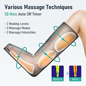 QUINEAR Leg Massager with Heat Air Compression Massage for Foot & Calf Helpful for Circulation and Muscles Relaxation(FSA or HSA Approved)