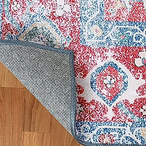 Superior Indoor Large Area Rug, Non-Slip Backing, for Kids or Pets, Entryway, Living Room, Kitchen, Dorm, Bedroom, Hallway, Machine Washable, Floor Cover, Rustic, Tanager Collection, 10' x 14', Red