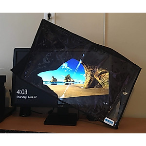Comp Bind Technology Marine Black Cover with Front Transparent Compatible with LCD 22'' Monitors, Anti Staic and Waterproof Monitor Cover Dimensions 20.5''W x 2.25''D x 14''H