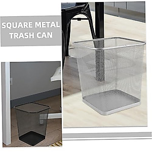 VILLFUL Square Hollow Trash Can Office Trash Cans Rubbish Bin Trash Can for Office Waste Basket Trash Cans for Office Trash Bin Dorm Trash Bucket Trash Can Office Garbage Can Bedroom Iron