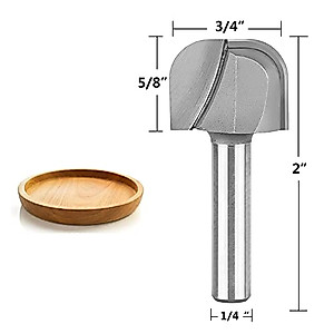 SpeTool 1/4" Shank Bowl & Tray Router Bit 3/4 Cutting Diameter Double Flute Woodworking Milling Cutter Tool