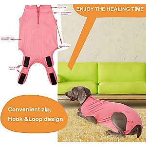 Wabdhaly Dog Surgery Recovery Suit for Female Spay,Puppy Surgical Recovery Zip Up Suit,Anti-Licking Bodysuit for Abdominal Wounds,Cone Alternative Recovery Blank Suit for Dogs