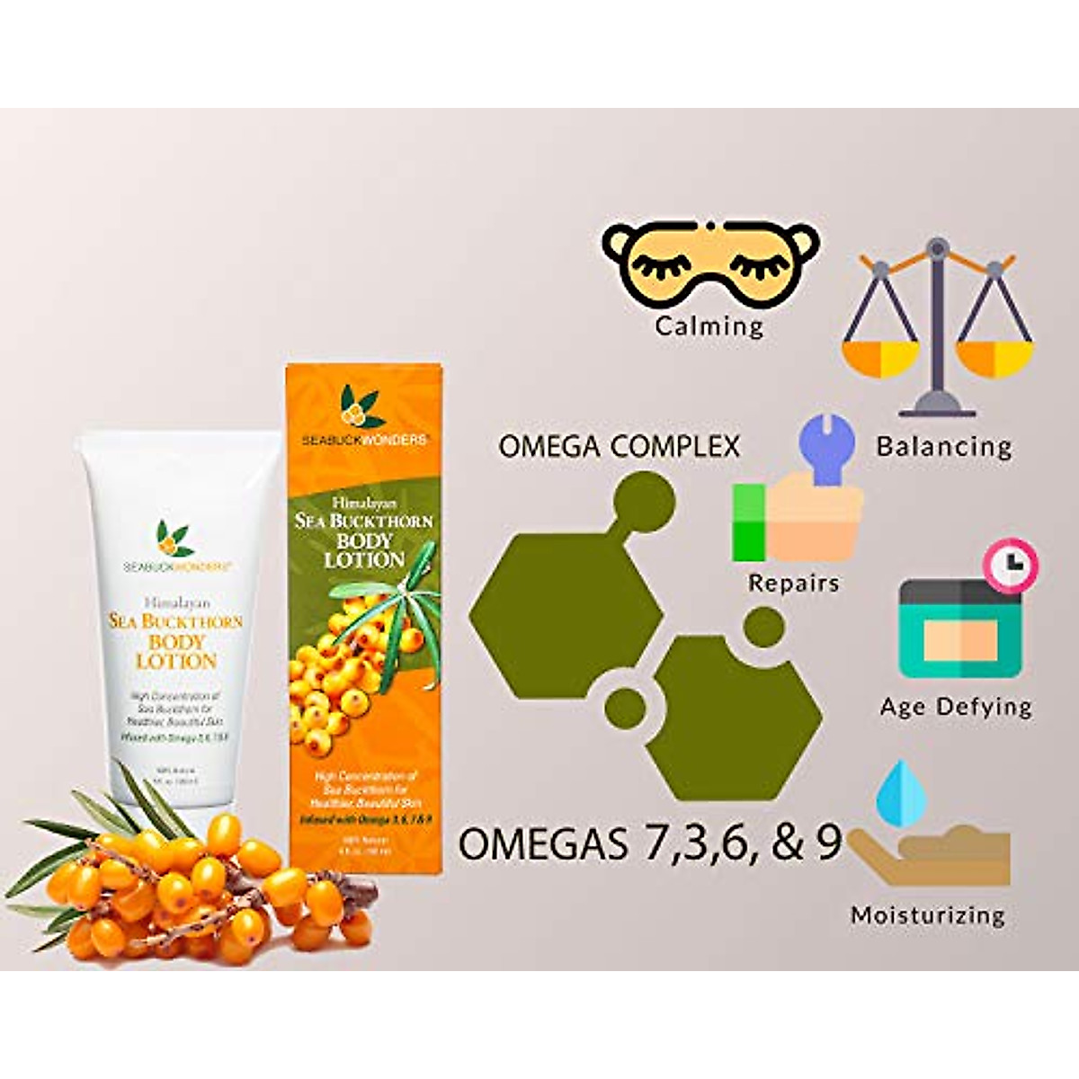 SeabuckWonders Organic Sea Buckthorn Body Lotion, 6 FL OZ