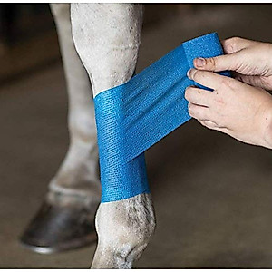 Dura-Tech Vet Flex Red Bandage First Aid Wrap | for Horses, Dogs and Others | Self-Adhesive Cohesive Tape | 4” Wide and 5 Yards of Length | Package of 18 Rolls