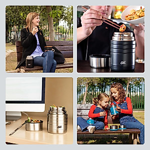 Esbit Stainless Steel Vacuum Food Jug with Double-Wall Insulation, Pressure Release and Bowl Lid - 0.5 Liter