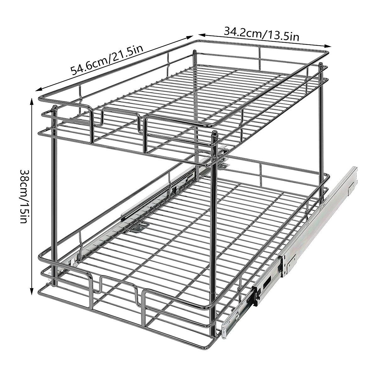 Multi-Purpose Cabinet Organizer,Sink Organizer and Storage,2-Tier Cabinet Pull Out Shelves,Pull Out Cabinet Organizer,Kitchen Helper,for Bathroom,Laundry Room,Kitchen,Pantry(Gray,21.5*13.5*15in)