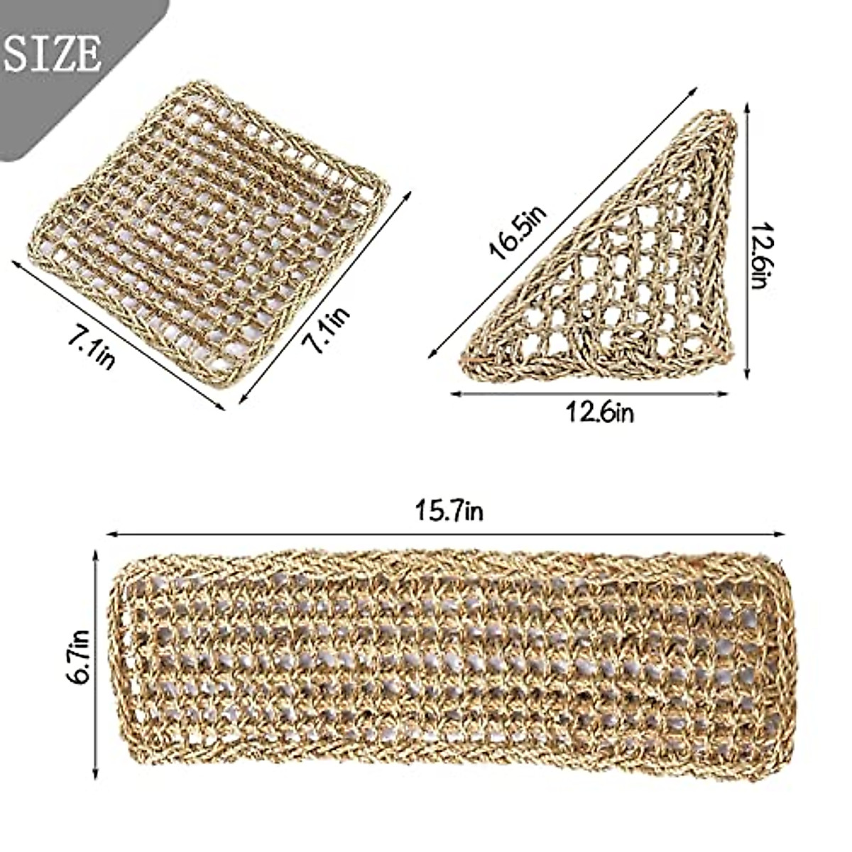 PINVNBY Bearded Dragon Hammock,Reptile Lizard Lounger Natural Seagrass Habitat Decoration Reptiles Tank Accessories Jungle Climber Vines Flexible Leaves Climbing Decor for Gecko Chameleon Snakes