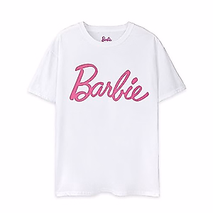Barbie Women's White Logo Tee | Iconic Brand | Fashionable Retro Top | Comfortable Fit Movie Merchandise - X-Large