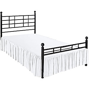 Ruffled Bed Skirt with Split Corners - White, King BedSkirt, Gathered Style Easy Fit up to 16 Inch Drop, with Platform Three Sided Coverage Dust Ruffle Bed Skirts (White King)