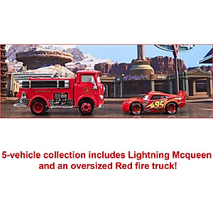 Mattel Disney and Pixar Cars Vehicle 5-Packs with 4 Character Toy Cars & 1 Red Fire Truck Inspired by Radiator Springs, Collectible Set