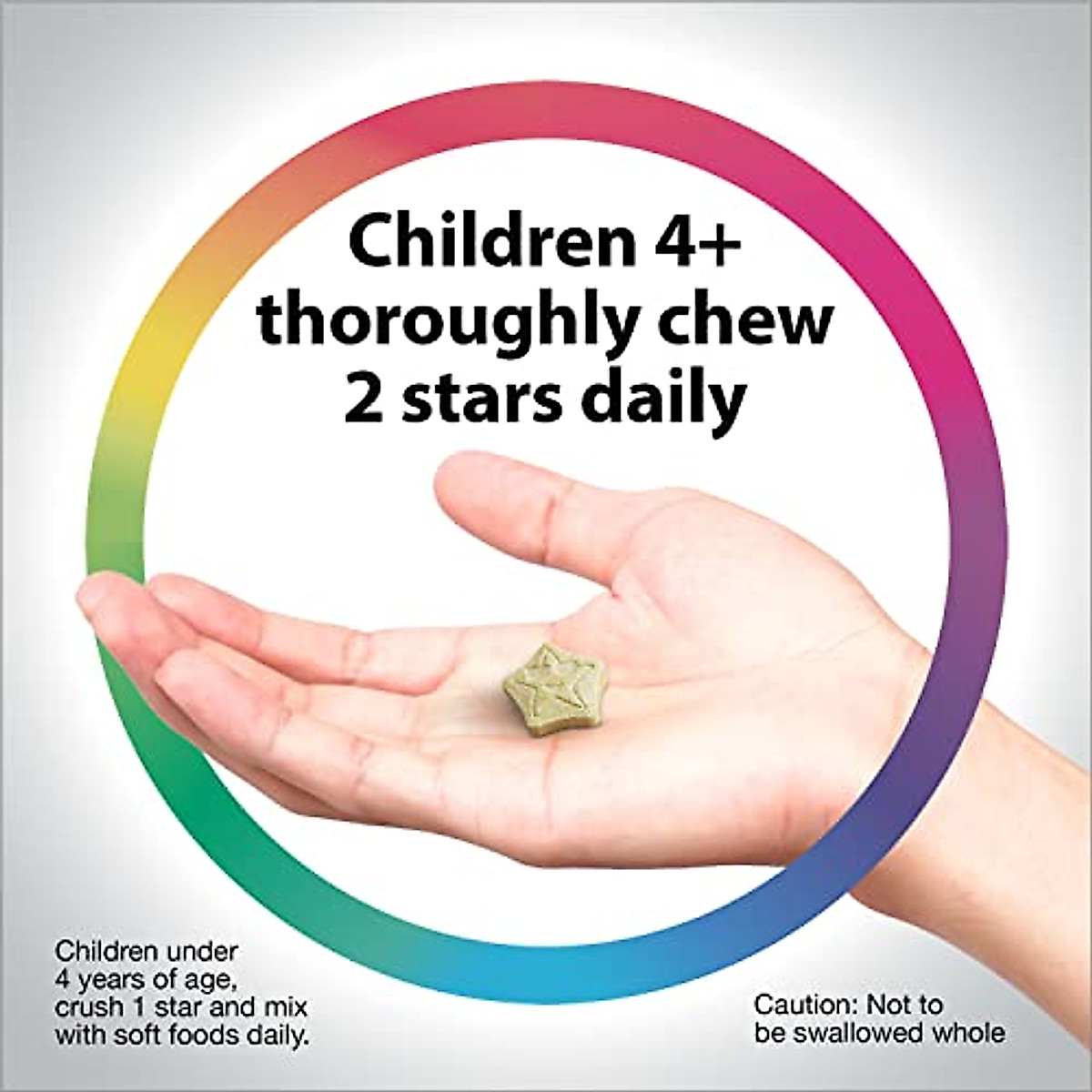 Rainbow Light Multivitamins for Kids, Vitamin B, Zinc & Iron, Prebiotics, Nutri Stars Provides Brain & Nervous System Support, Pineapple Orange, 120 Chewable Tablets