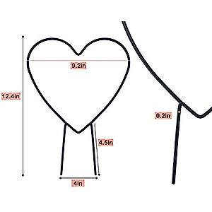 MIXXIDEA Metal Trellis for Climbing Plants Outdoor Decorative Small Trellis for Potted Plants Rust Proof Garden Plant Trellis for Pots Heart Shaped Pack of 2 - Black