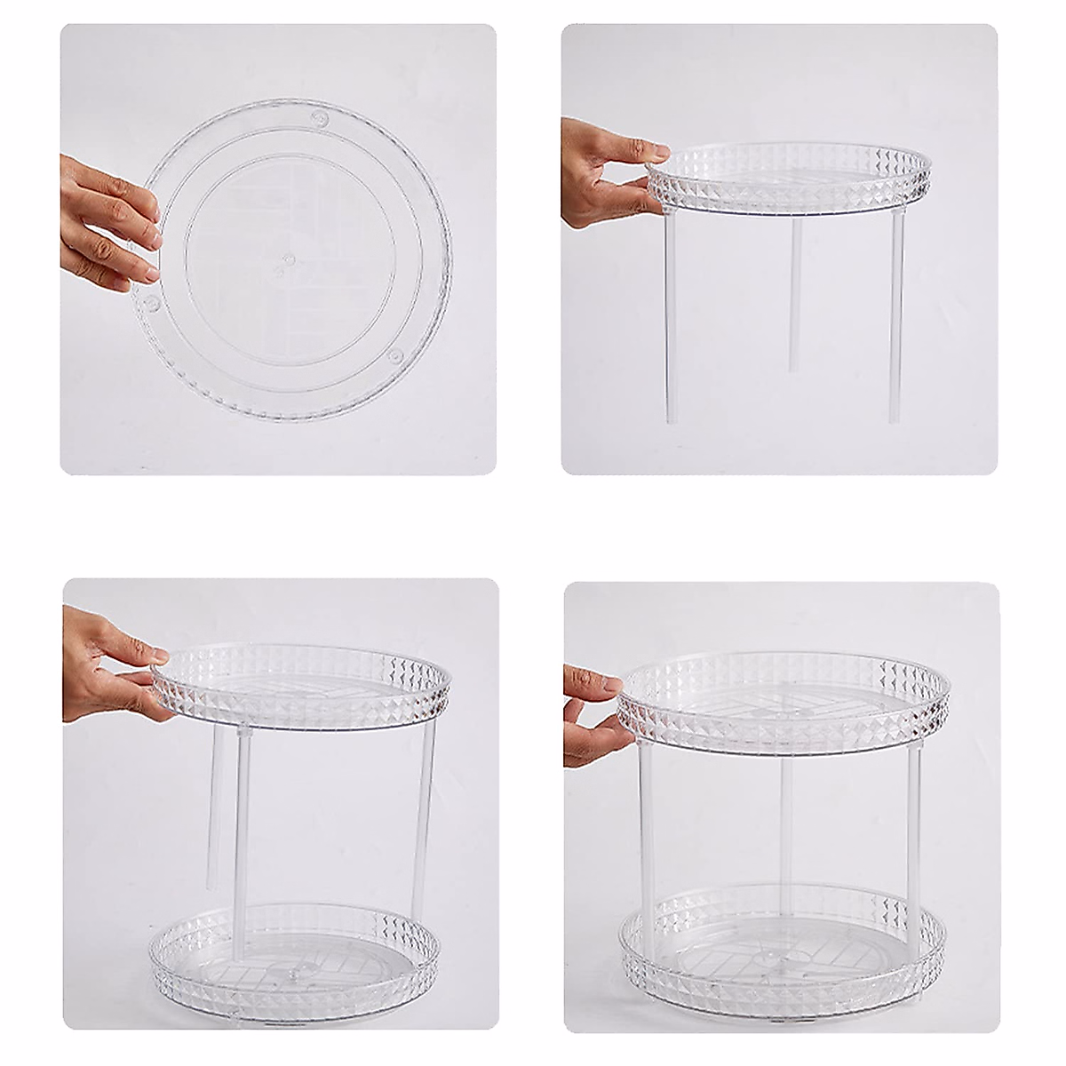 Lazy Susan Makeup Organizer for Bathroom Countertop (3 Tie Green)