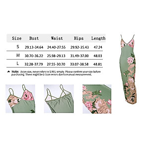 ABINGOO Women Vintage Spaghetti Strap Maxi Dress Sexy Low Cut Backless Floral Satin Slip Long Dress Y2k Cami Bodycon Dresses 8-Green Floral L