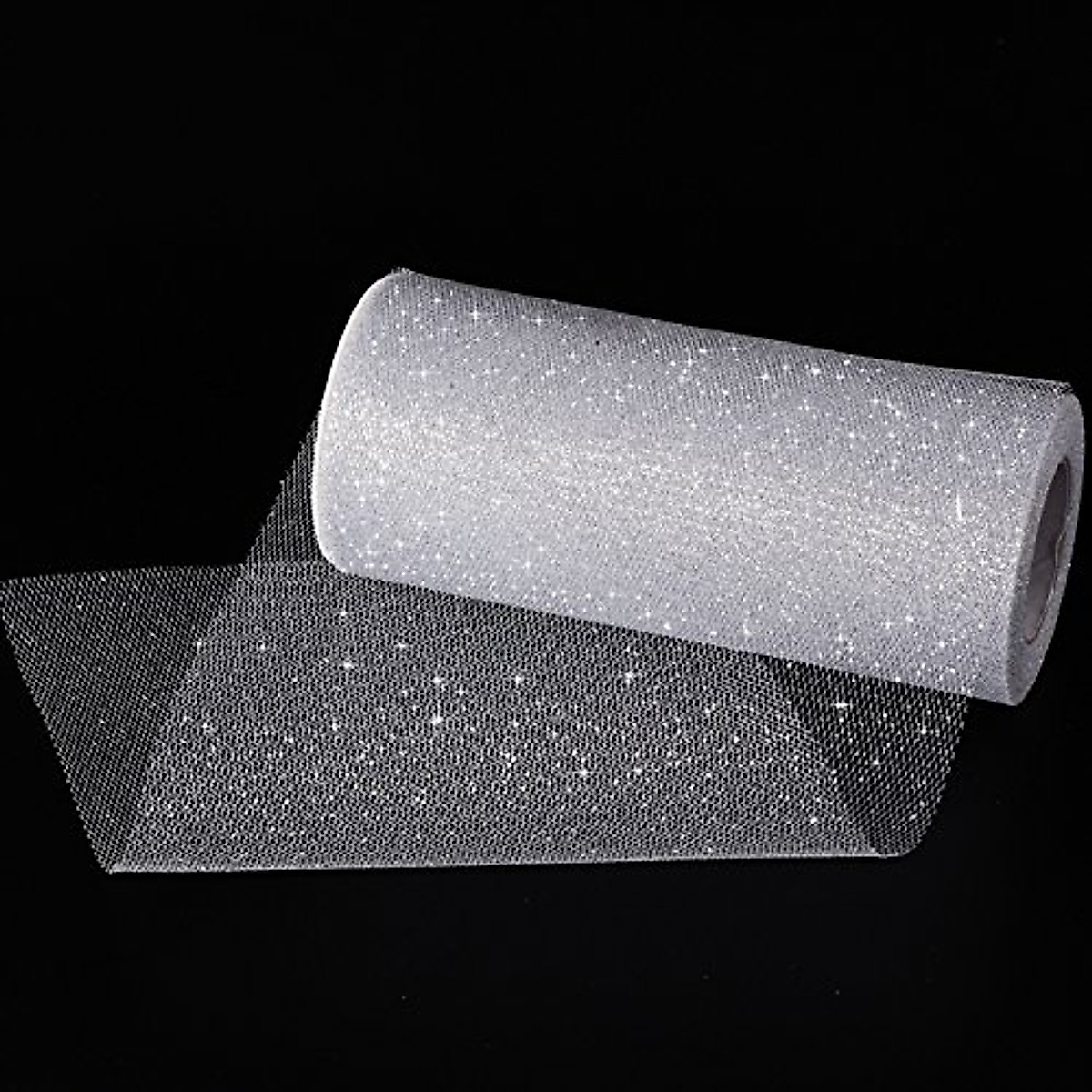 Sparkling Tulle Ribbon Roll Glitter Tulle Spool, 6 Inches by 25 Yards for Christmas Wedding Gift Wrapping Tutu Skirt, Party Decoration