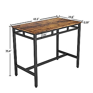 5 Piece Dining Set, Dining Table with 4 Stools, Home Kitchen Breakfast Table, Bar Table Set, Bar Table with 4 Bar Stools, Kitchen Counter with Bar Chairs (Rustic Brown)