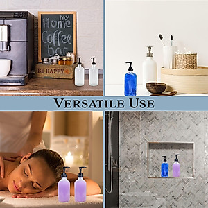 Cornucopia Brands 4oz Clear Glass Pump Bottles (4 Pack); Refillable Glass Containers w/Black Plastic Soap/Lotion Pump Dispensers