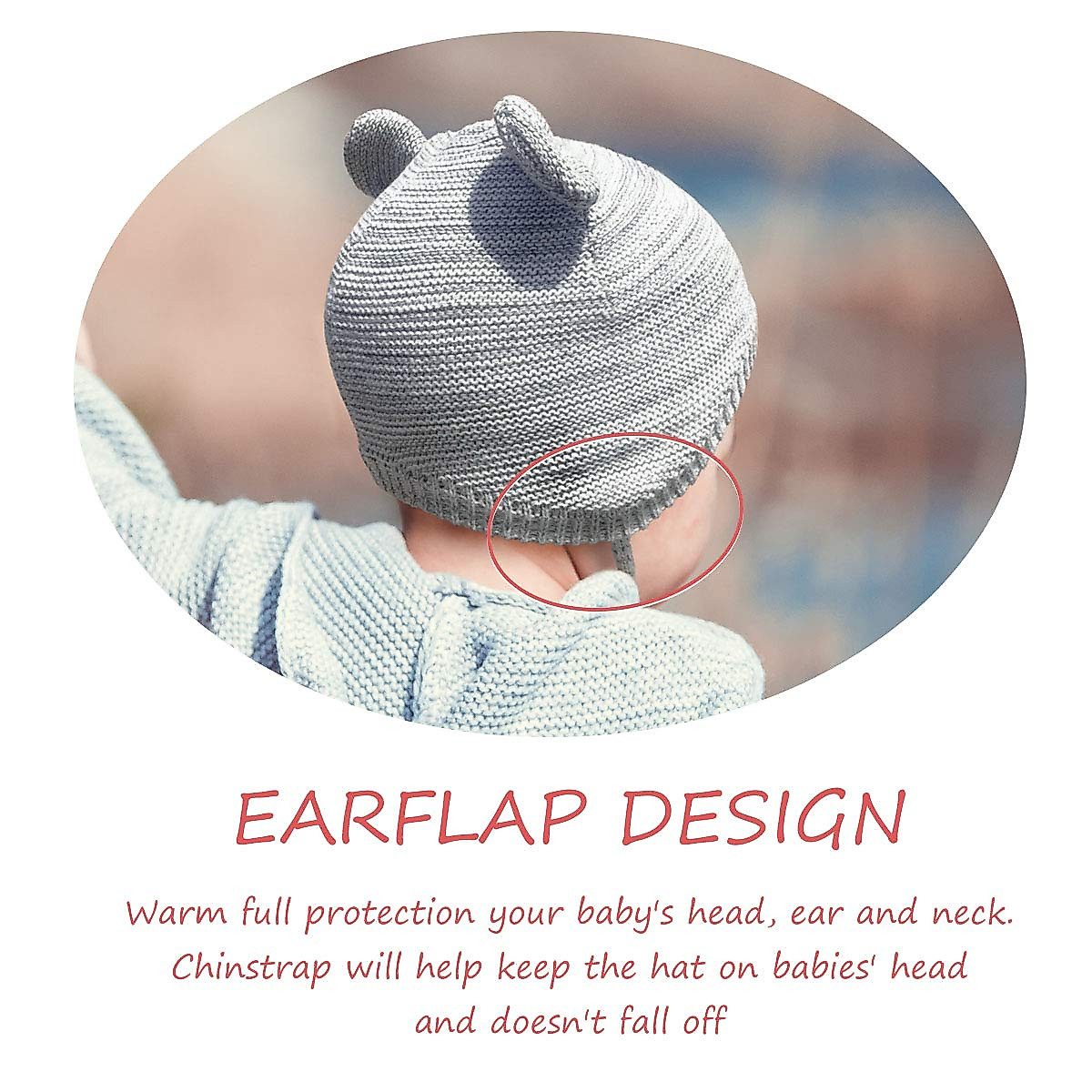 SOMALER Baby Knitted Winter Hats Infant Newborn Toddler Autumn Cute Earflap Cotton Lined Beanie Hat for Boys Girls Off-White