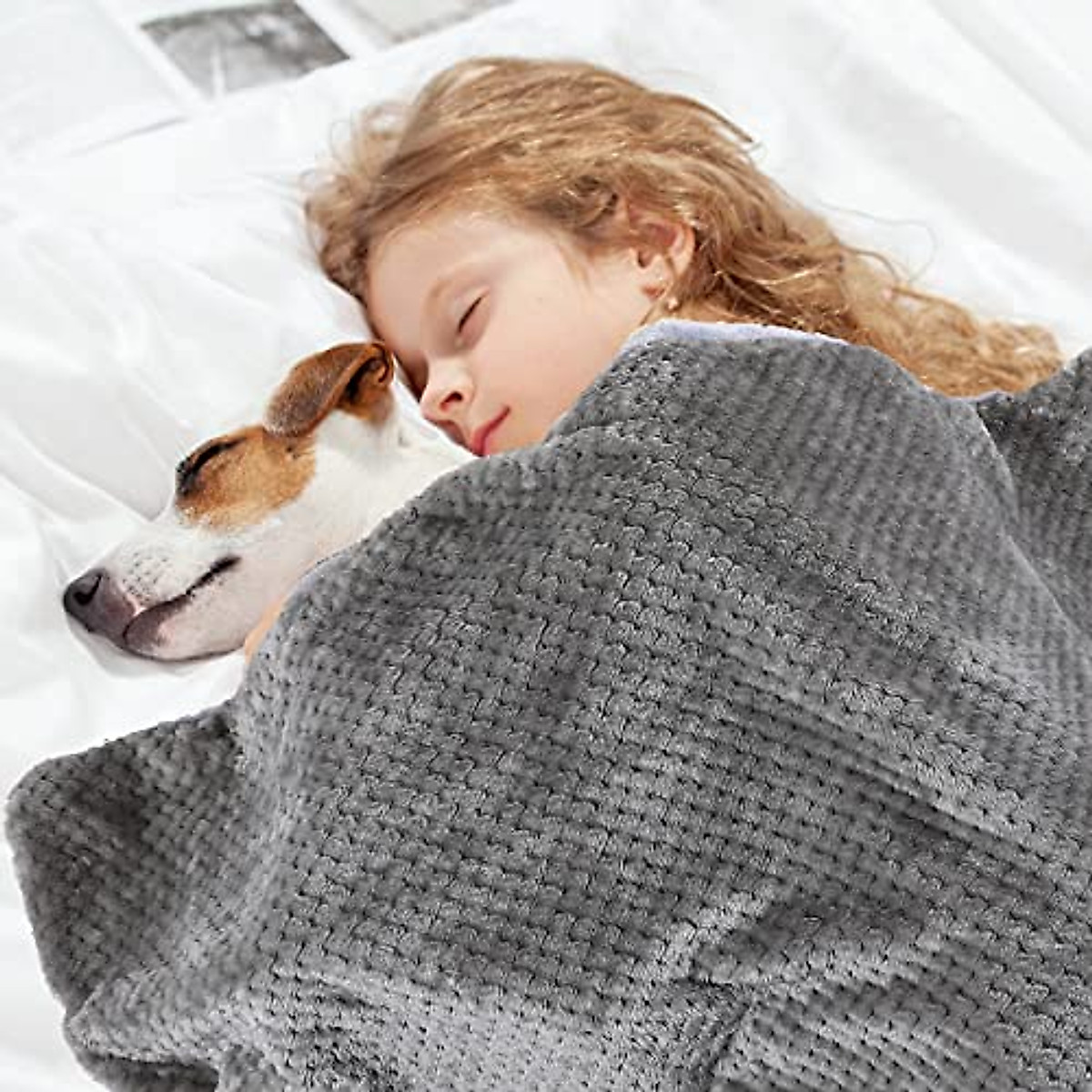 2 Pcs Pet Blanket Flannel Double Layer Dog Cat Blanket Soft Warm Fleece Blankets for Pets Puppy Kitten, Fluffy Cozy Cat Thick Throw Blanket for Couch Bed Sofa Travel Camping (Gray,32 x 40 Inch)
