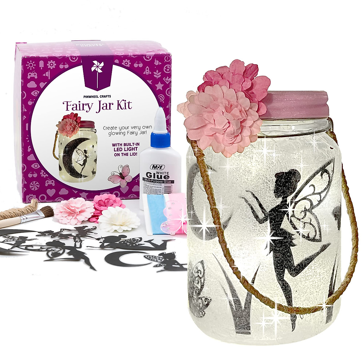 Unicorn Pillow Kit & Fairy Jar Kit Bundle - Fun DIY Arts and Crafts Project for Kids Ages 6 7 8 9 10 11 12 - Great Gifts for All Occasions