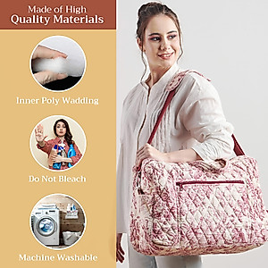 Maison d' Hermine Weekend Bag Cotton Quilted Duffel Overnight Luggage Weekender Gym Bag for Gifts Travel Men Women Business Travellers Family Trip, The Miller - Red