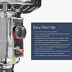 BELLEZE 48,000 BTU Propane Patio Heater Outdoor, CSA Certified Patio Heater with Drink Shelf Table, Auto Shut Off Valve, Piezo Ignition System, Wheels for Portable Mobility - Black Stainless Steel