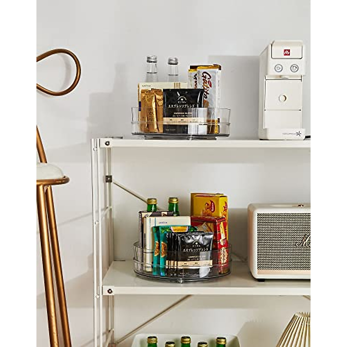 Boconia 2 Pack 10.6" Lazy Susan Organizer with 3 Removable Bins Pantry Organization and Storage Lazy Susan Turntable for Cabinet Medicine Cabinet Organizer Spice Spinner Kitchen, Countertop, Bathroom