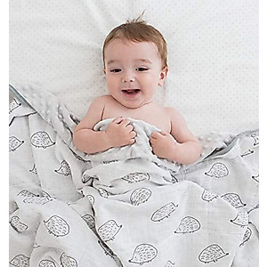 SwaddleDesigns Snuggle Blanket, Microfiber and Cotton Muslin, Sterling Little Lamb and Plush Dots